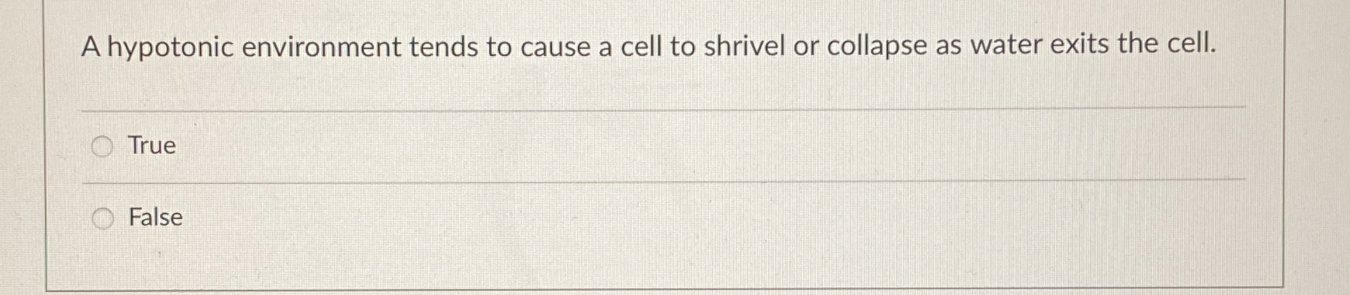 Solved A hypotonic environment tends to cause a cell to | Chegg.com