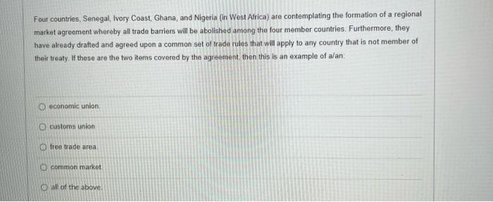 Solved Four countries, Senegal, Ivory Coast, Ghana, and | Chegg.com
