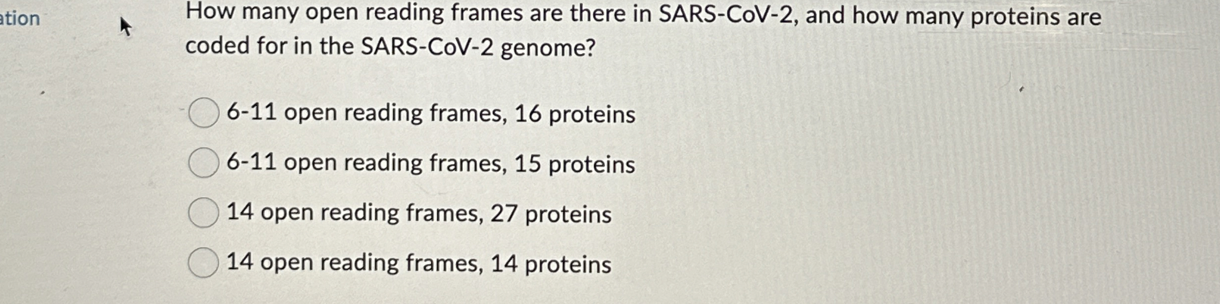 Solved How many open reading frames are there in SARS-CoV-2, | Chegg.com