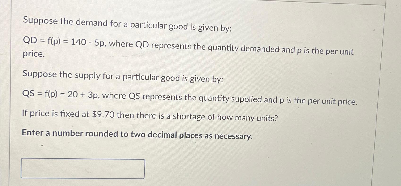 Solved Suppose the demand for a particular good is given | Chegg.com