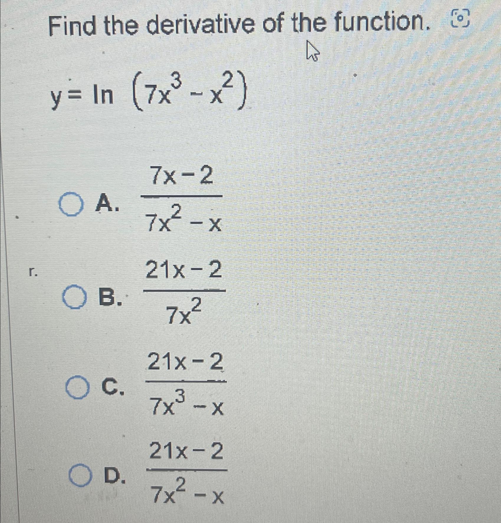 Solved Find the derivative of the | Chegg.com