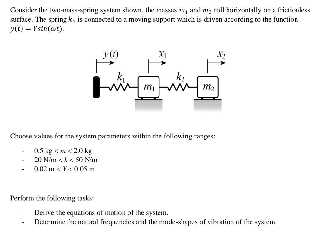 Solved Consider the two-mass-spring system shown. the masses | Chegg.com
