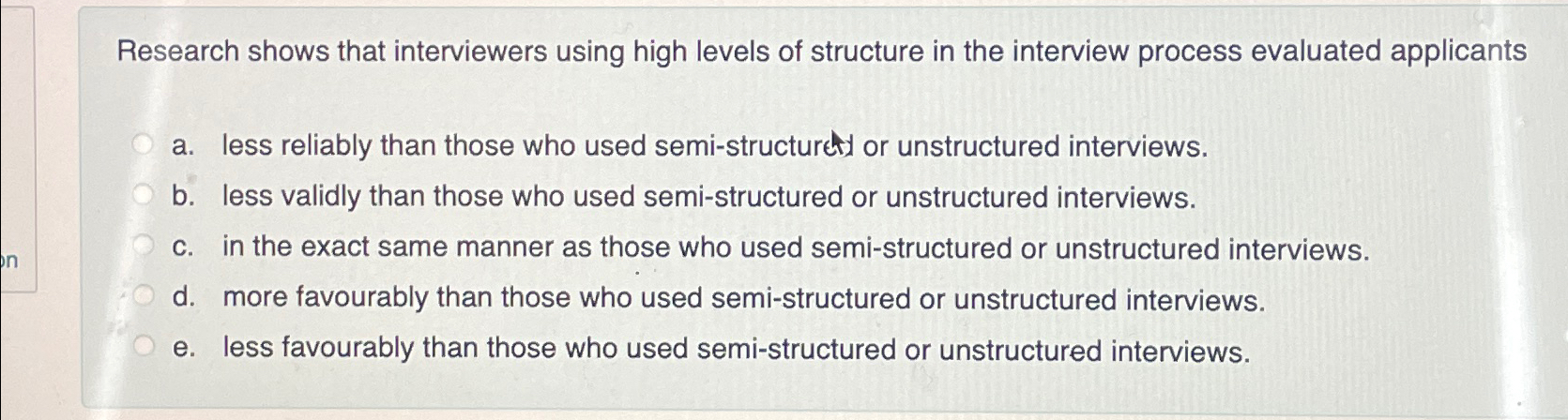 Solved Research shows that interviewers using high levels of | Chegg.com