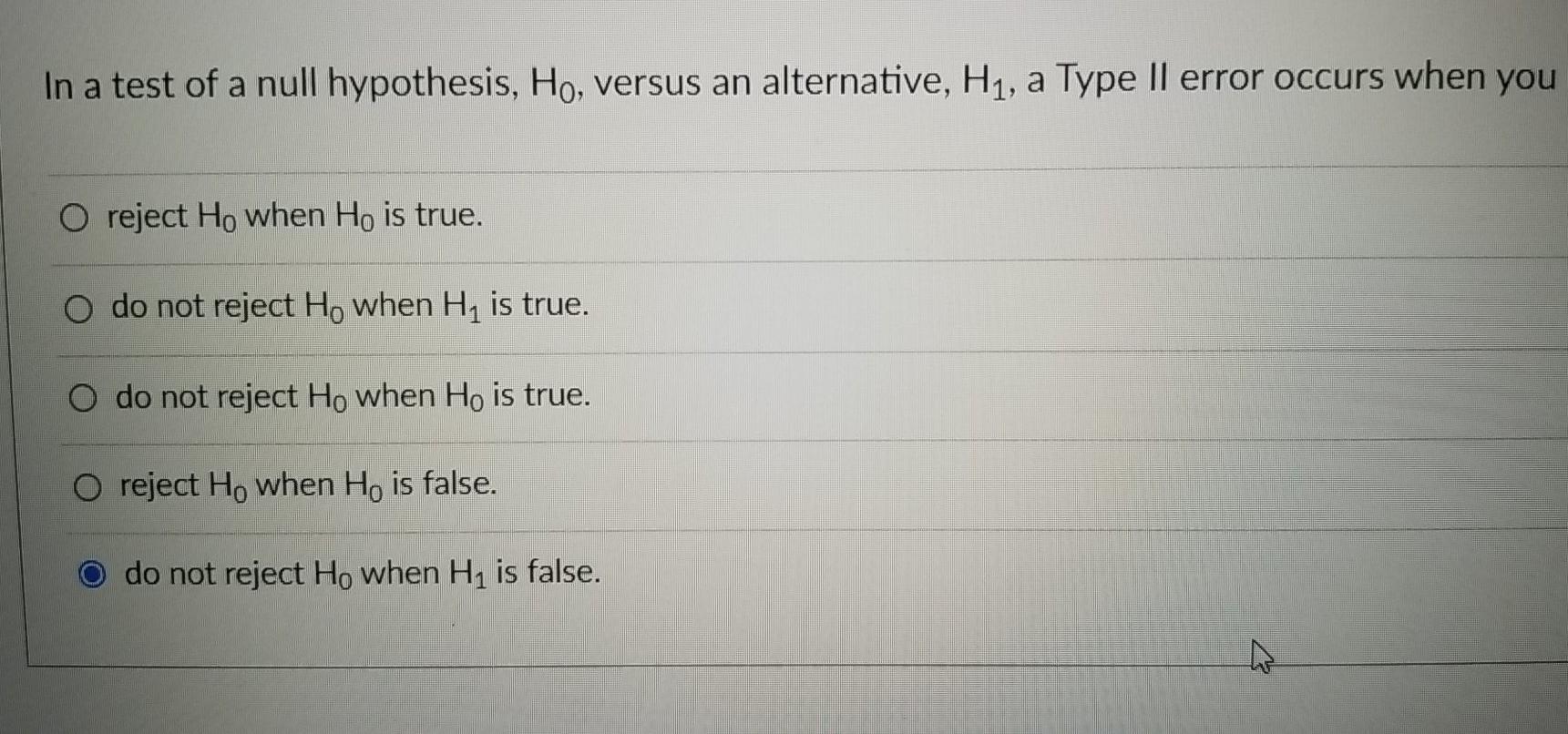 Solved In a test of a null hypothesis, Ho, versus an | Chegg.com