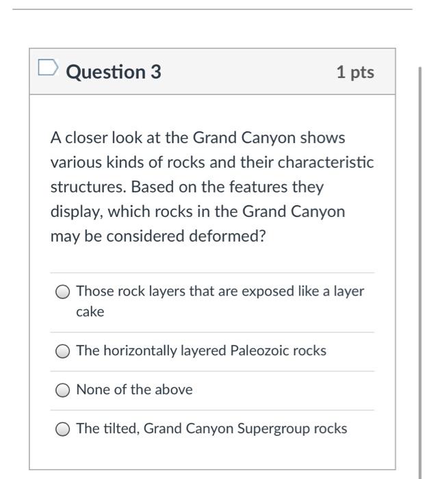 Solved D Question 3 1 pts A closer look at the Grand Canyon | Chegg.com