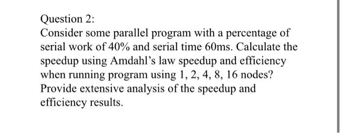 Solved Question 2 Consider Some Parallel Program With A
