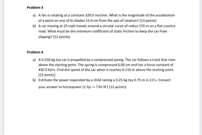 Solved Problem 3 a) A fan is rotating at a constant | Chegg.com