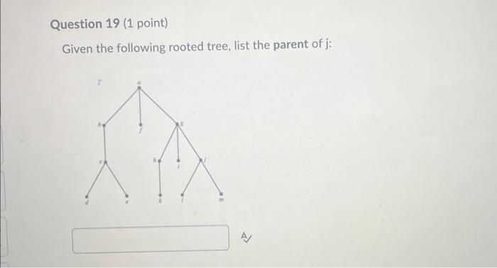 Solved Given the following rooted tree, list the parent of j | Chegg.com