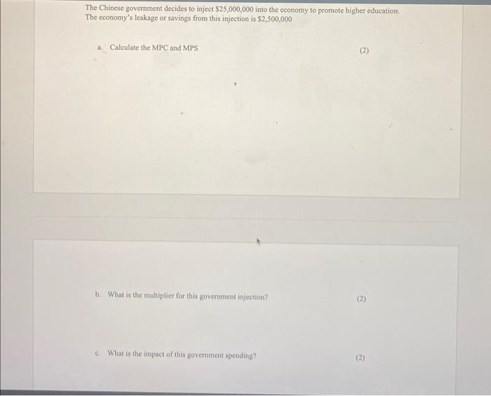 Solved The Chinese government decides to inject $25,000,000 | Chegg.com