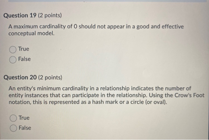 Solved Question 19 (2 points) A maximum cardinality of O | Chegg.com