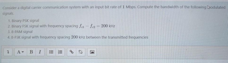Solved Consider a digital carrier communication system with | Chegg.com