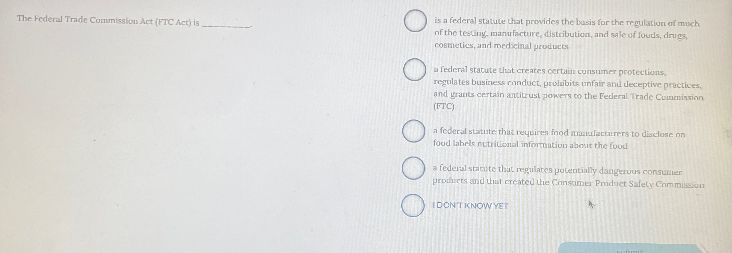 Solved The Federal Trade Commission Act (FTC Act) ﻿is ﻿is | Chegg.com