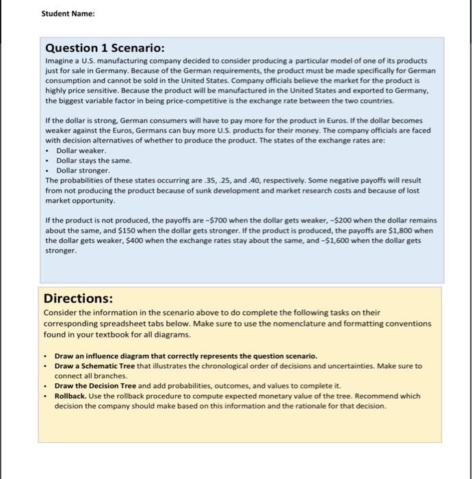 Solved Question 1 Scenario: Imagine a U.S. manufacturing | Chegg.com