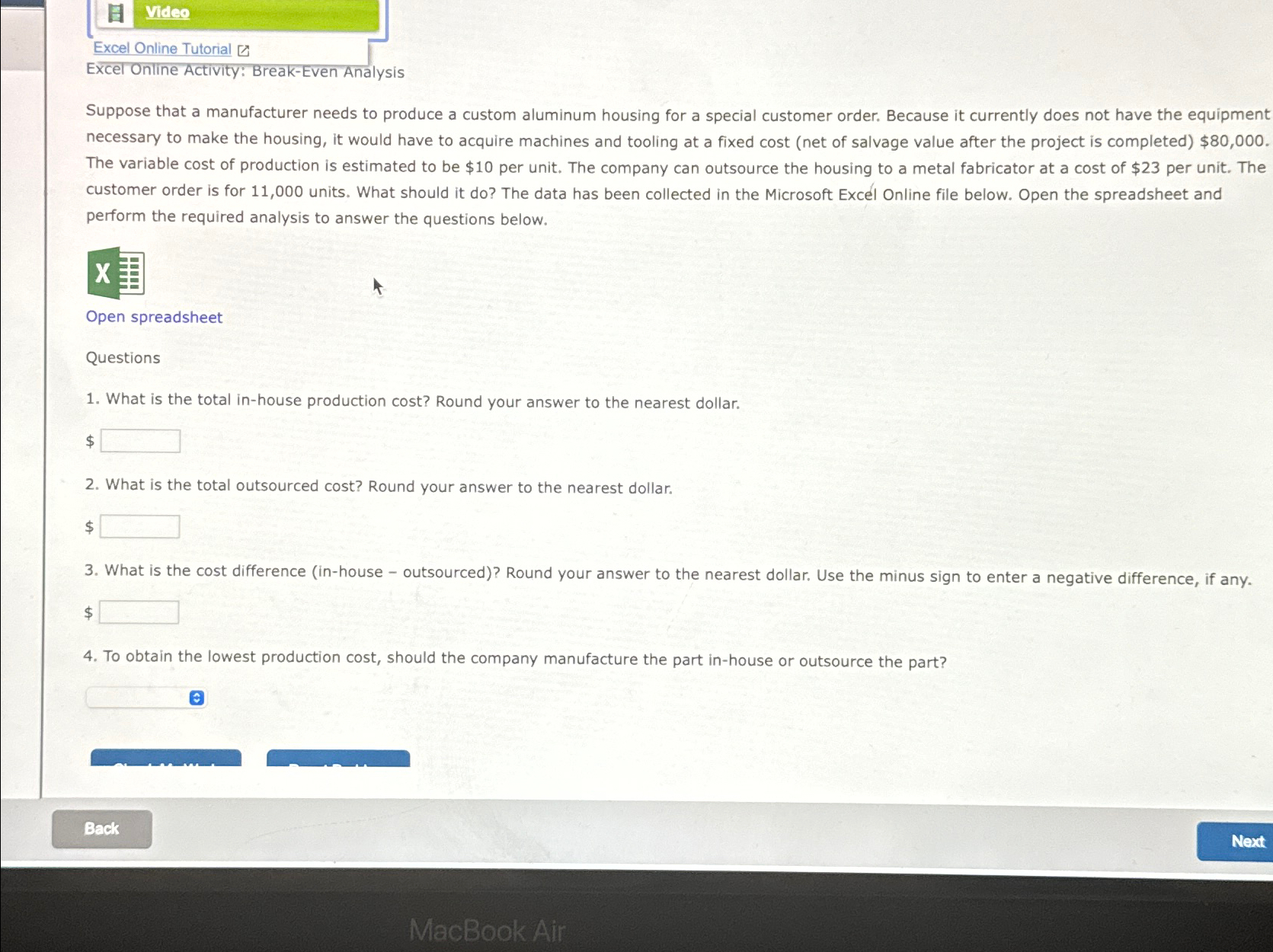 Solved VideoExcel Online Tutorial Excel Online Activity: | Chegg.com