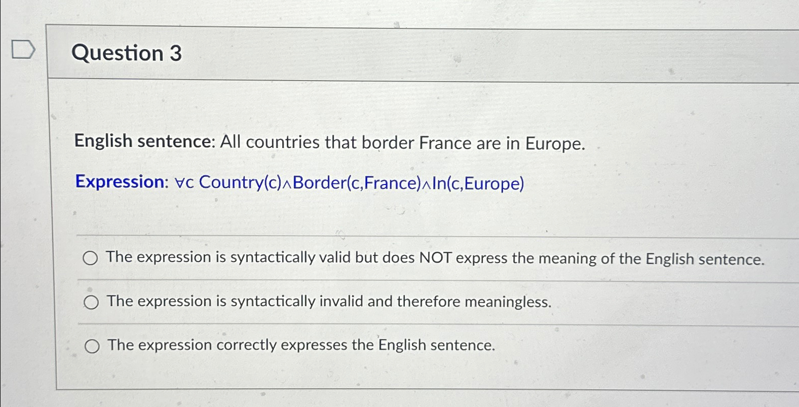 Solved Question 3English sentence: All countries that border | Chegg.com