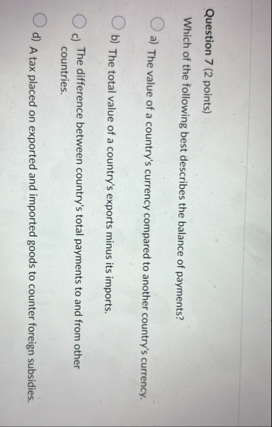 Solved Question 7 (2 ﻿points)Which of the following best | Chegg.com