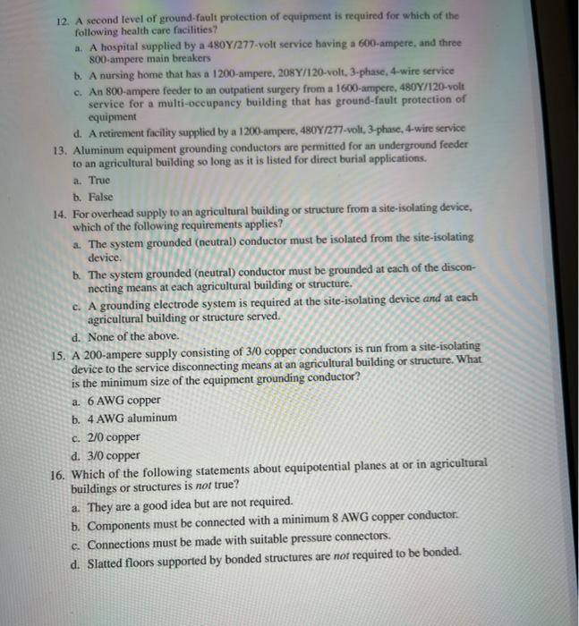 Solved 12. A second level of ground-fault protection of | Chegg.com