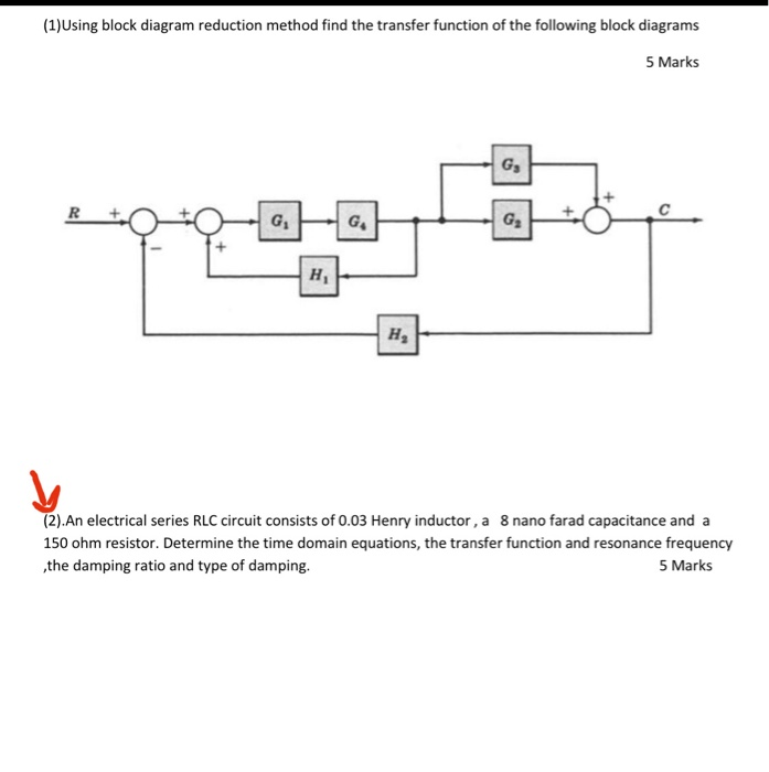 Solved (1) Using block diagram reduction method find the | Chegg.com