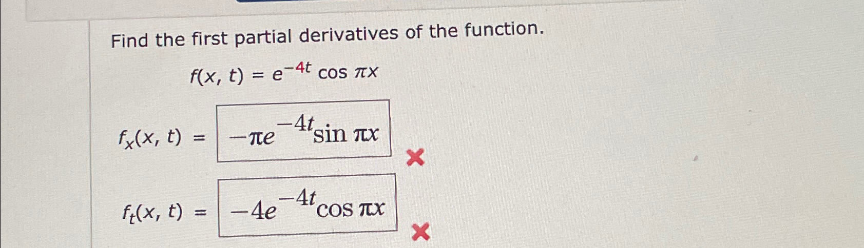 Solved Find the first partial derivatives of the | Chegg.com