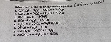 Solved Balance each of the following chemical equations. | Chegg.com
