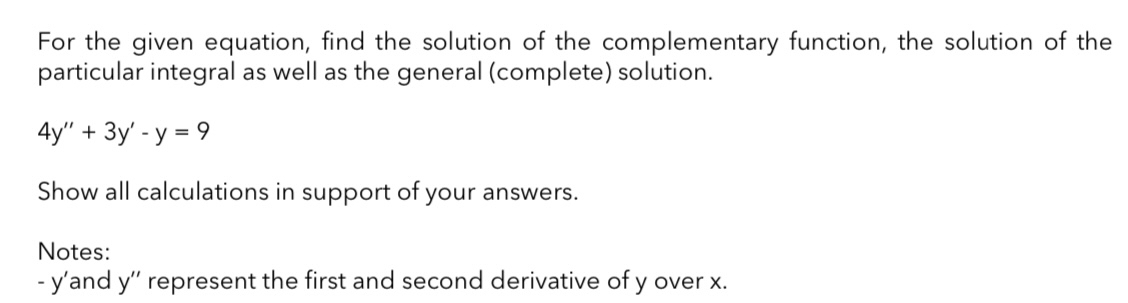 Solved For the given equation, find the solution of the | Chegg.com