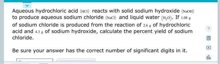 Solved Aqueous hydrochloric acid (HCl) reacts with solid | Chegg.com