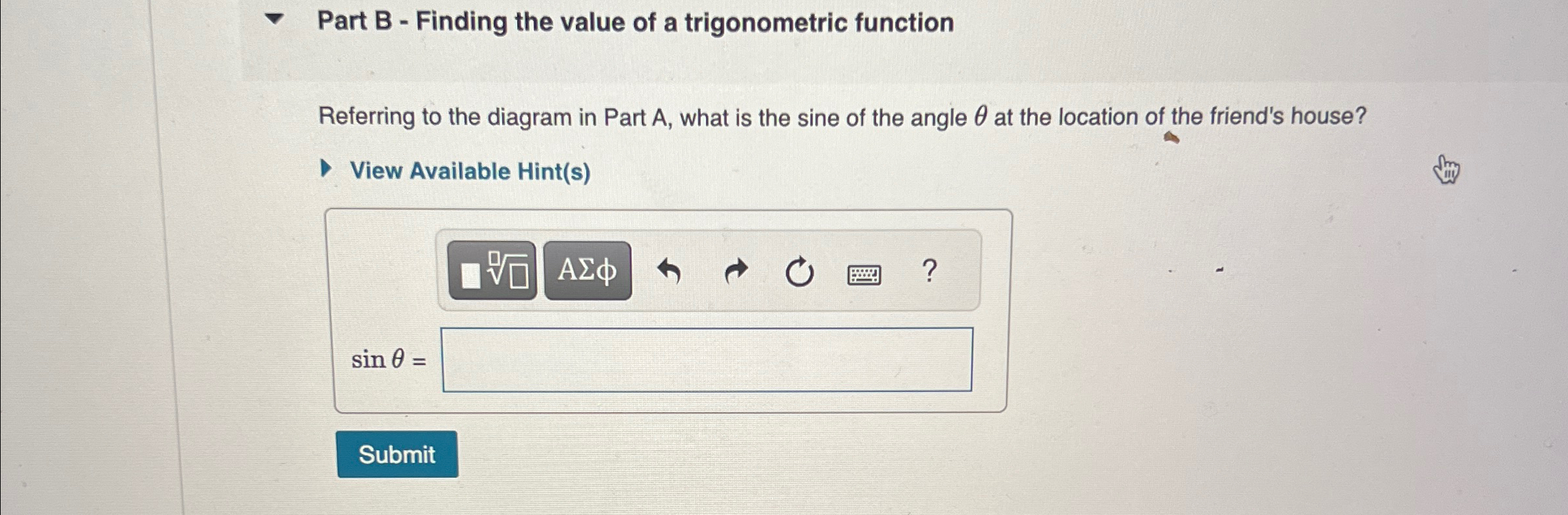 Part B - ﻿Finding the value of a trigonometric | Chegg.com