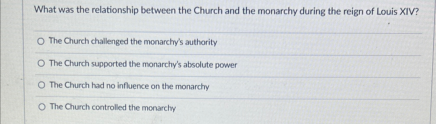 Solved What was the relationship between the Church and the | Chegg.com