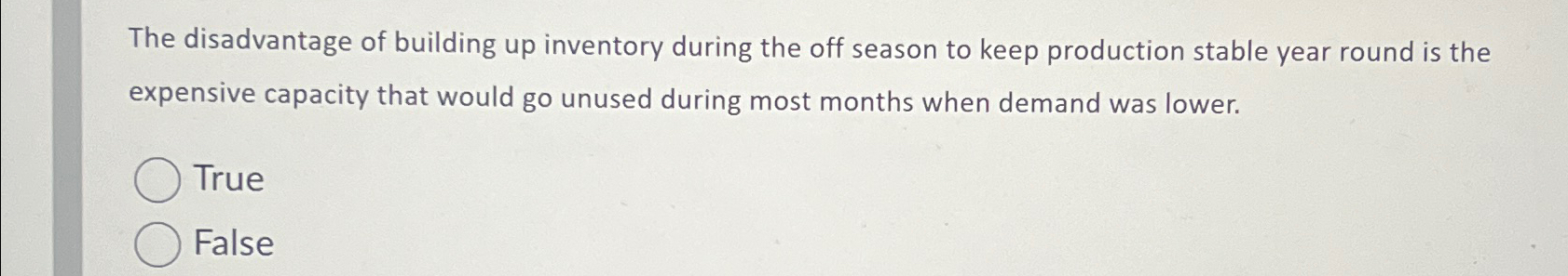 Solved The disadvantage of building up inventory during the | Chegg.com