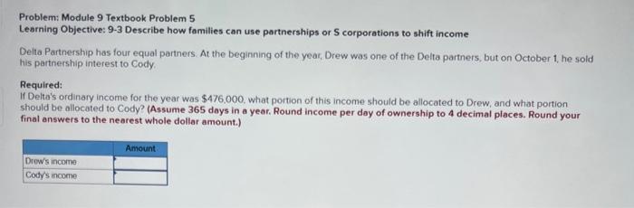 Problem: Module 9 Textbook Problem 5 Learning | Chegg.com