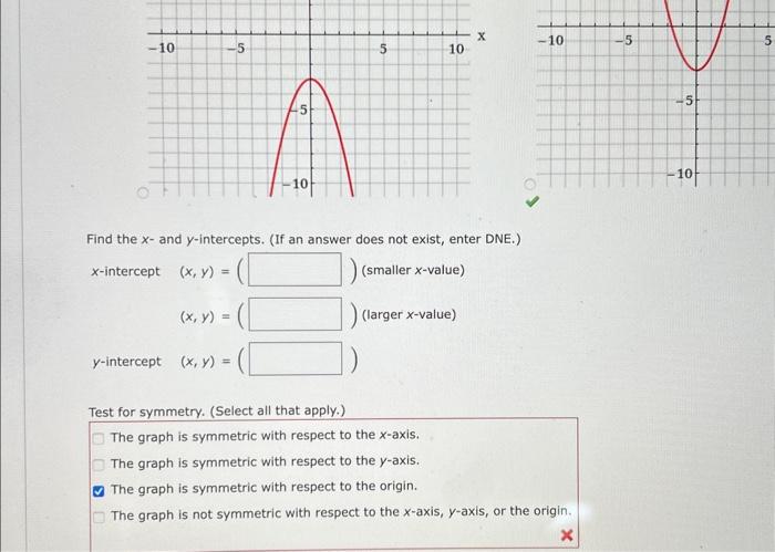 Solved Find the x - and y-intercepts. (If an answer does not | Chegg.com