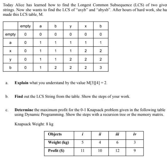 Solved Today Alice has learned how to find the Longest | Chegg.com