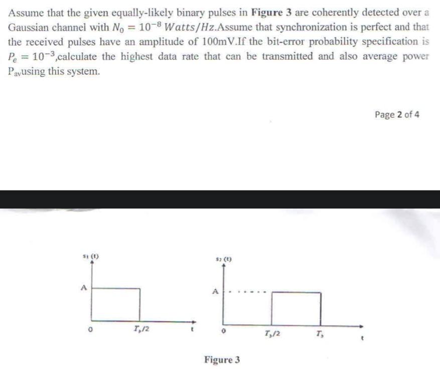 Solved Assume that the given equally-likely binary pulses in | Chegg.com