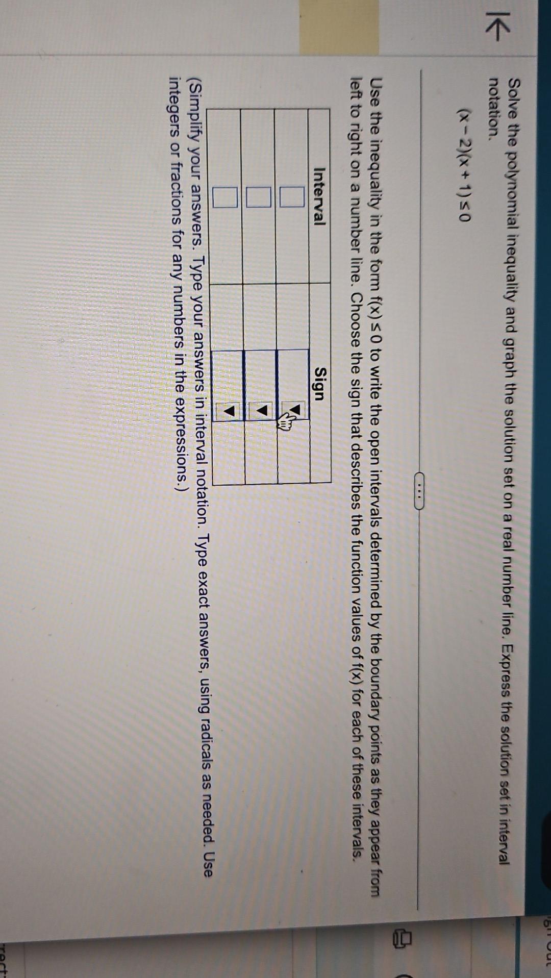 Solved Solve the polynomial inequality and graph the | Chegg.com