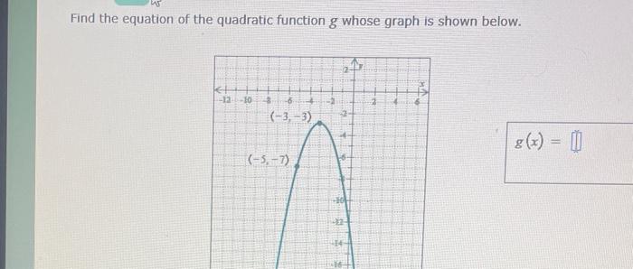 Solved Find the equation of the quadratic function g whose | Chegg.com
