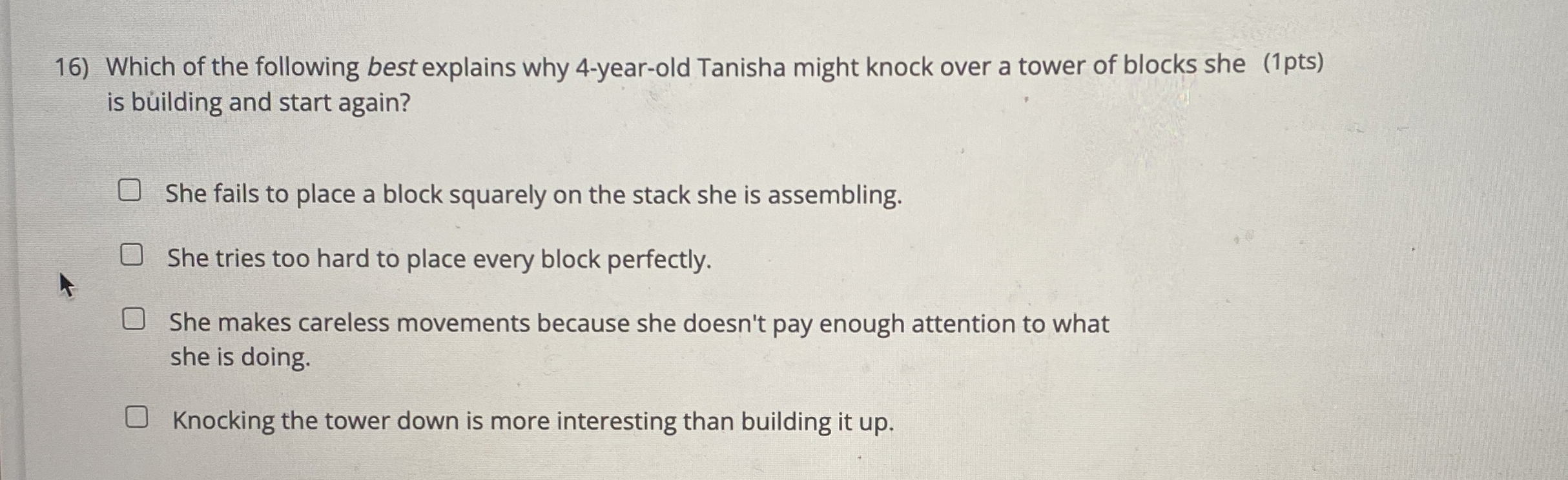 Solved Which of the following best explains why 4 -year-old | Chegg.com