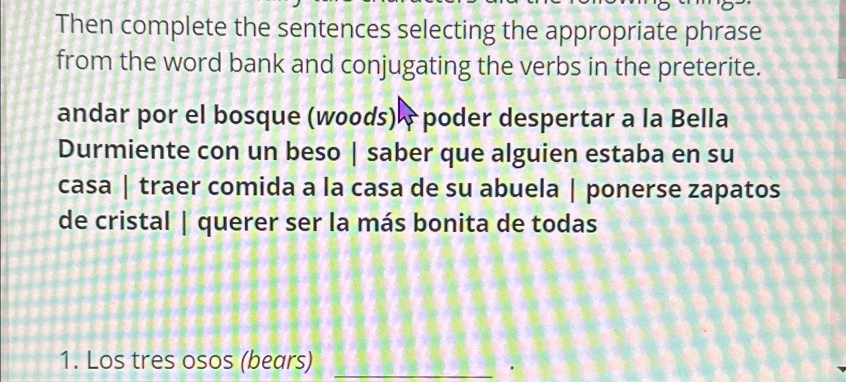 Solved Then complete the sentences selecting the appropriate | Chegg.com