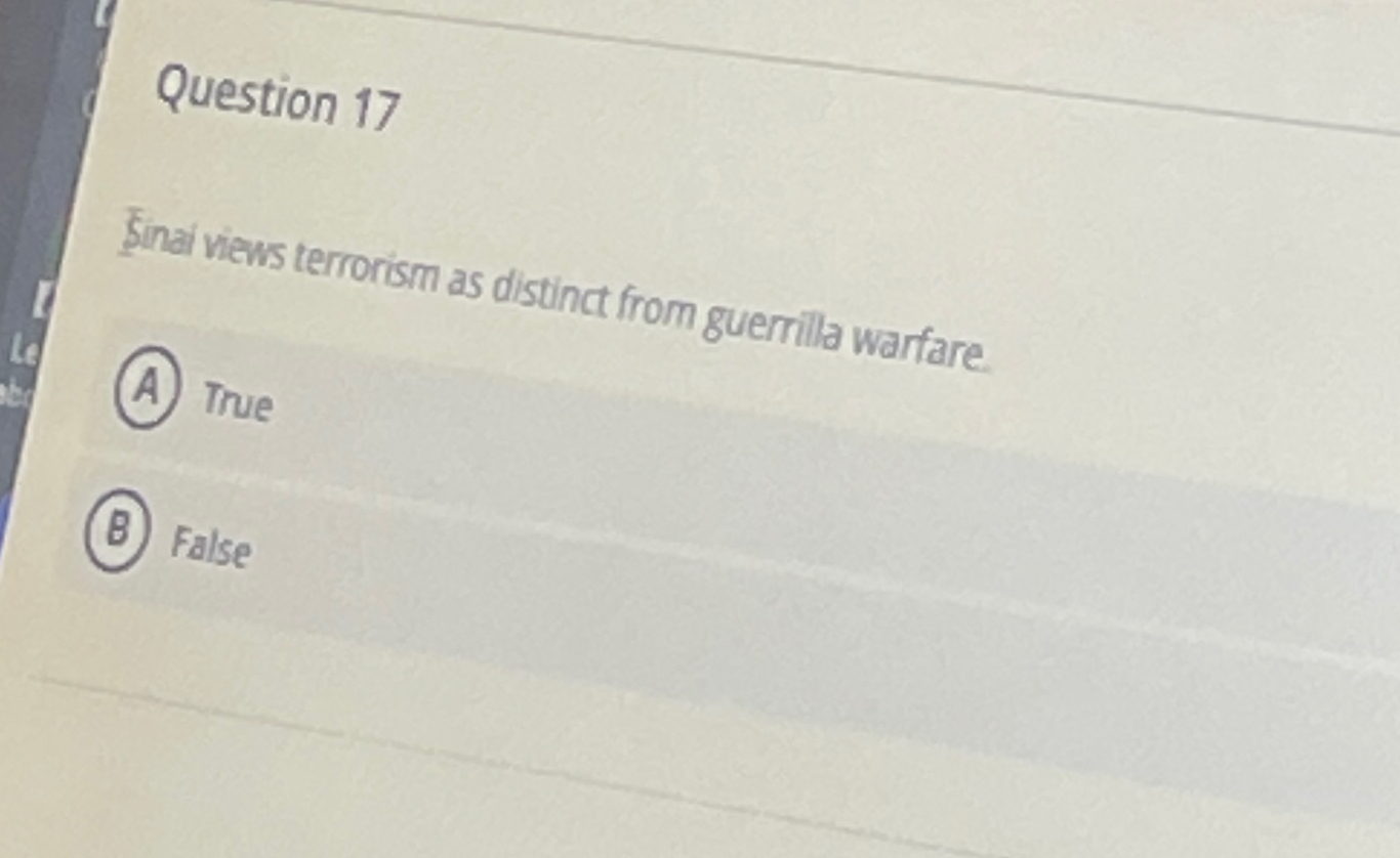 Solved Question 17Einai views terrorism as distinct from | Chegg.com