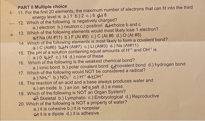 Solved PART II Multiple choice 11. For the first 20 | Chegg.com