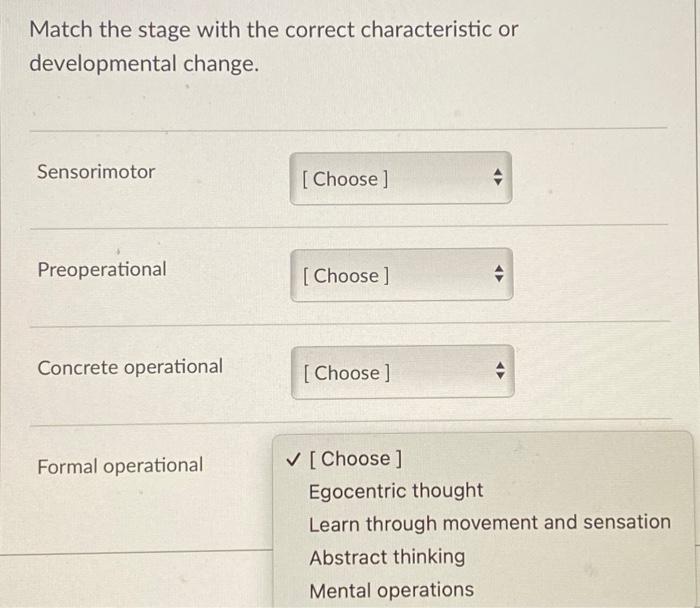 Solved Match the stage with the correct characteristic or | Chegg.com