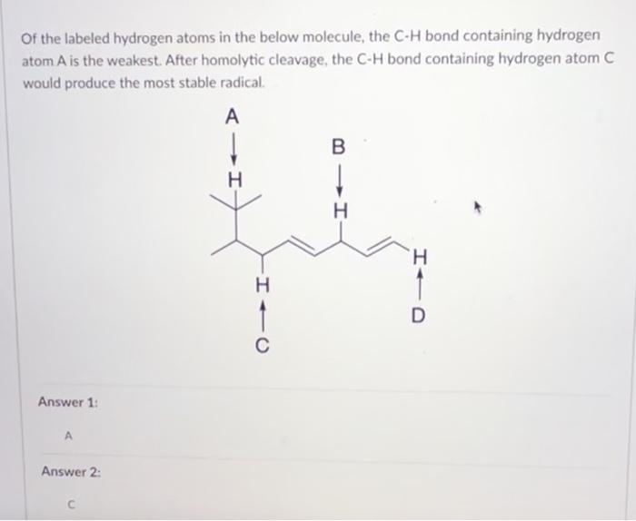 Solved of the labeled hydrogen atoms below, which one | Chegg.com