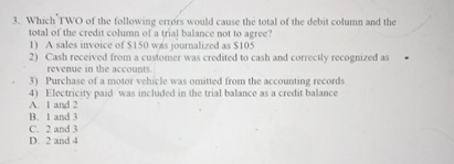 Solved Which TWO of the following errors would cause the | Chegg.com