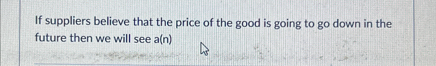 Solved If suppliers believe that the price of the good is | Chegg.com