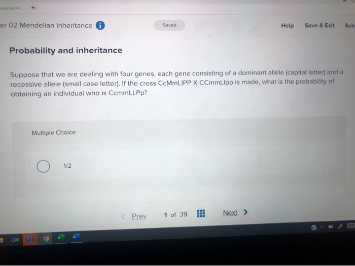 Solved er 02 Mendelian Inheritance ( Saved Help Save & Exit | Chegg.com