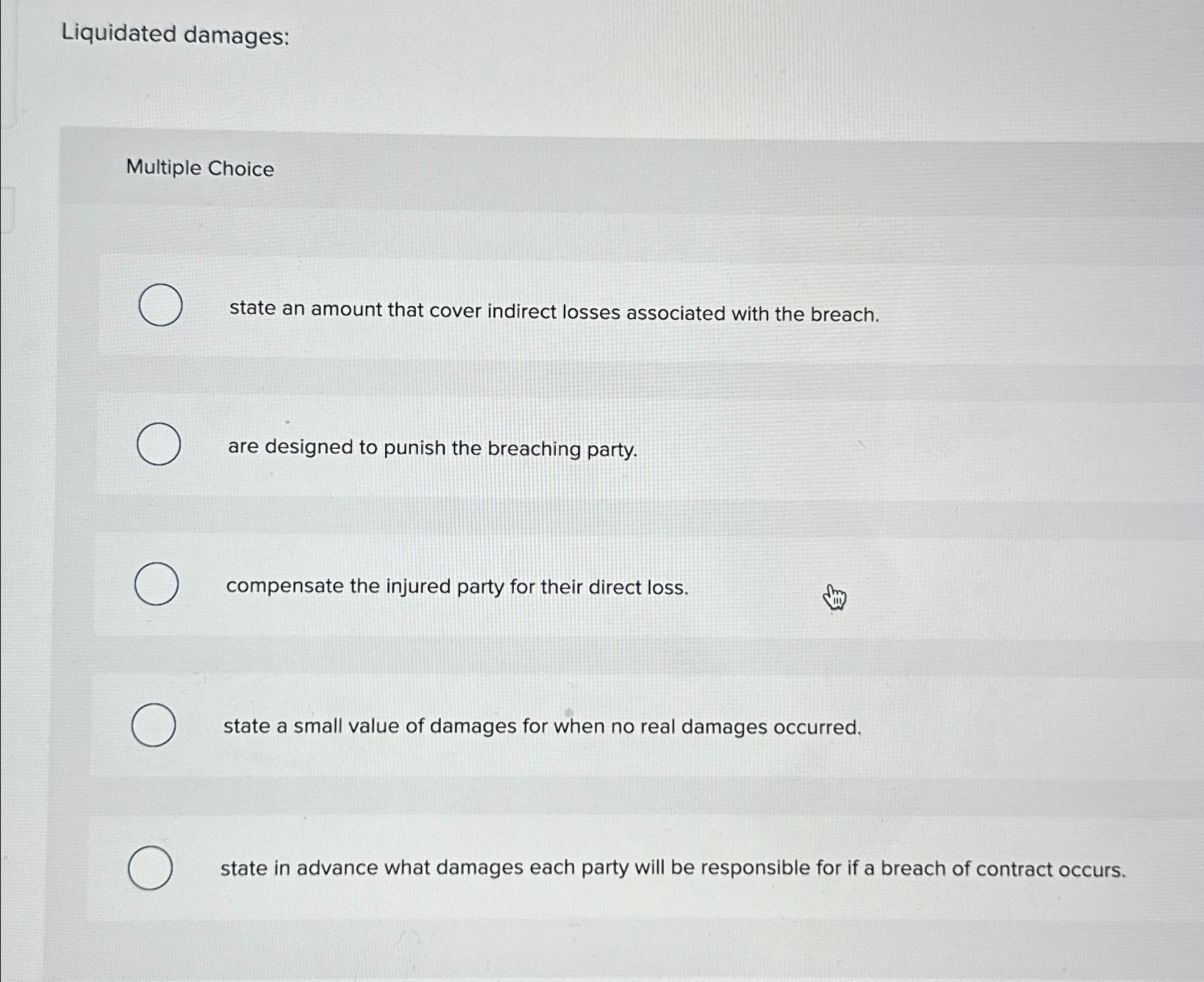 Solved Liquidated damages:Multiple Choicestate an amount | Chegg.com