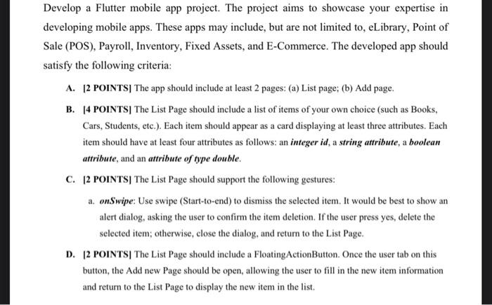 [solved] Flutter Code Develop A Flutter Mobile App Project