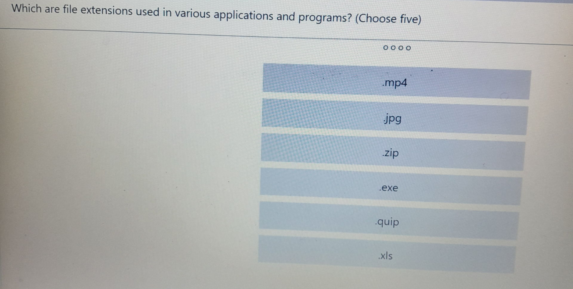 Solved Which are file extensions used in various | Chegg.com