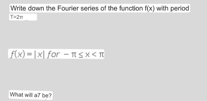 Solved Write down the Fourier series of the function f(x) | Chegg.com