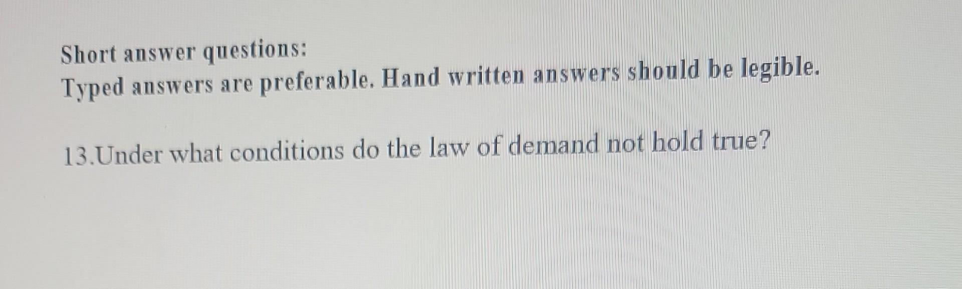 Solved Short answer questions: Typed answers are preferable. | Chegg.com
