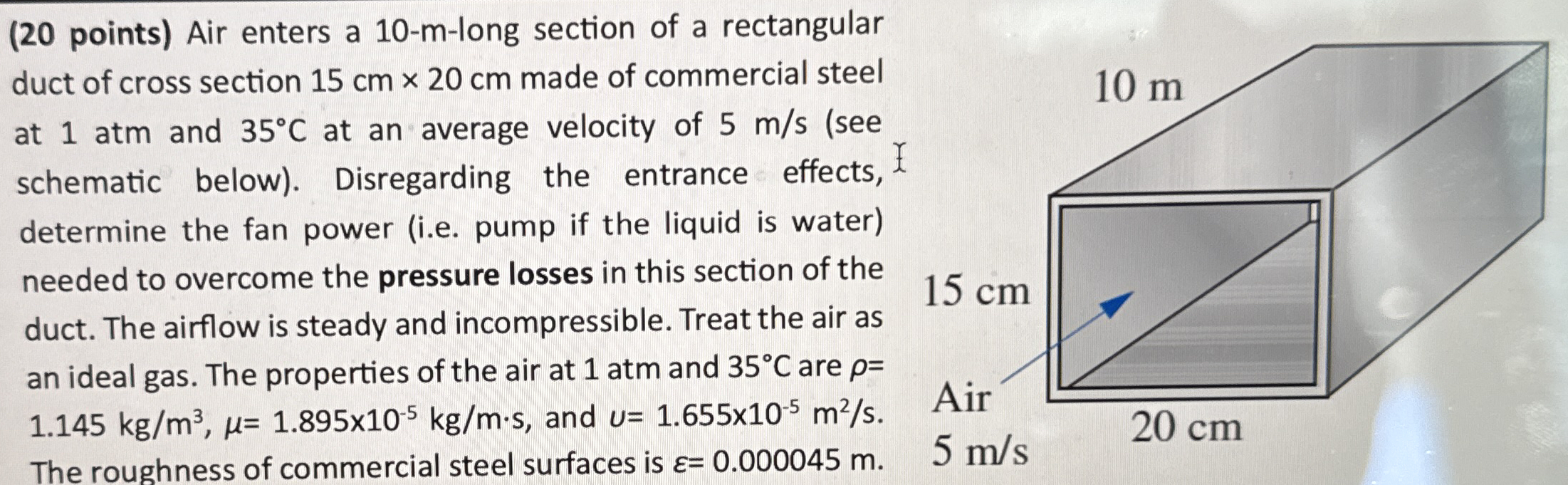 Solved by an EXPERT (20 ﻿points) ﻿Air enters a 10-m-long section of a | Chegg.com